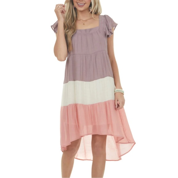 Umgee | Dresses | Umgee Mauve Colorblock Square Neckline Dress | Poshmark